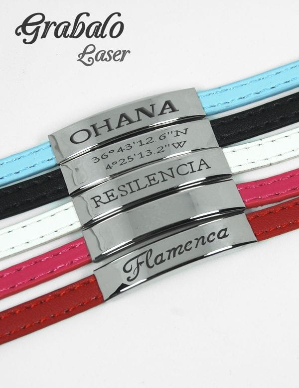 Pulseras Polipiel y Acero Grabado Personalizado Láser.
